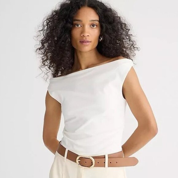 J. Crew | Tops | J Crew Offtheshoulder Tank Top In Stretch Cotton Blend ...
